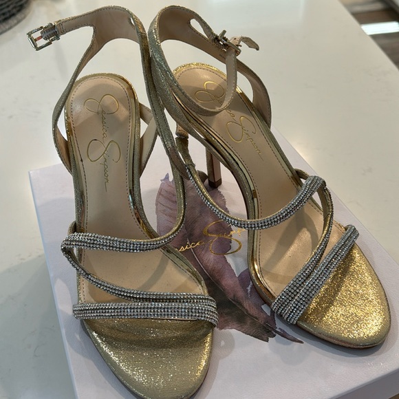 Jessica Simpson | Shoes | Jessica Simpson Gold Shimmer Sandals | Poshmark